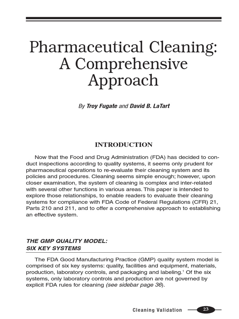 FDA Compliance in Pharmaceutical Cleaning | PDF | Quality Management ...
