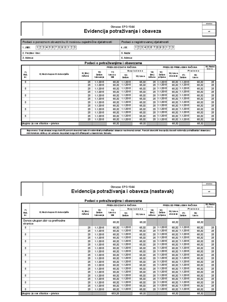 Obrazac EPO 1044 | PDF