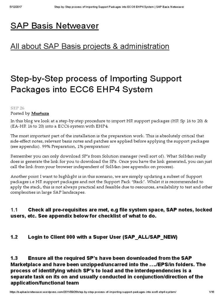 Step-By-Step Process of Importing Support Packages Into ECC6 EHP4 System - SAP Basis Netweaver ...