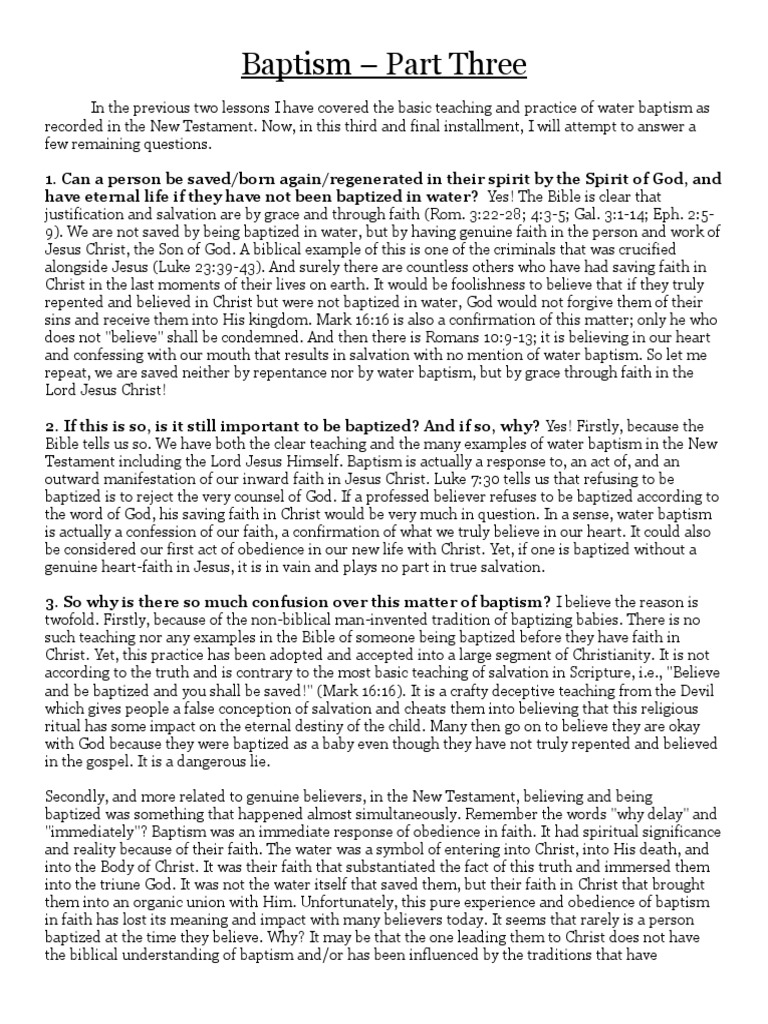 Understanding Water Baptism's Significance | PDF | Baptism | Jesus