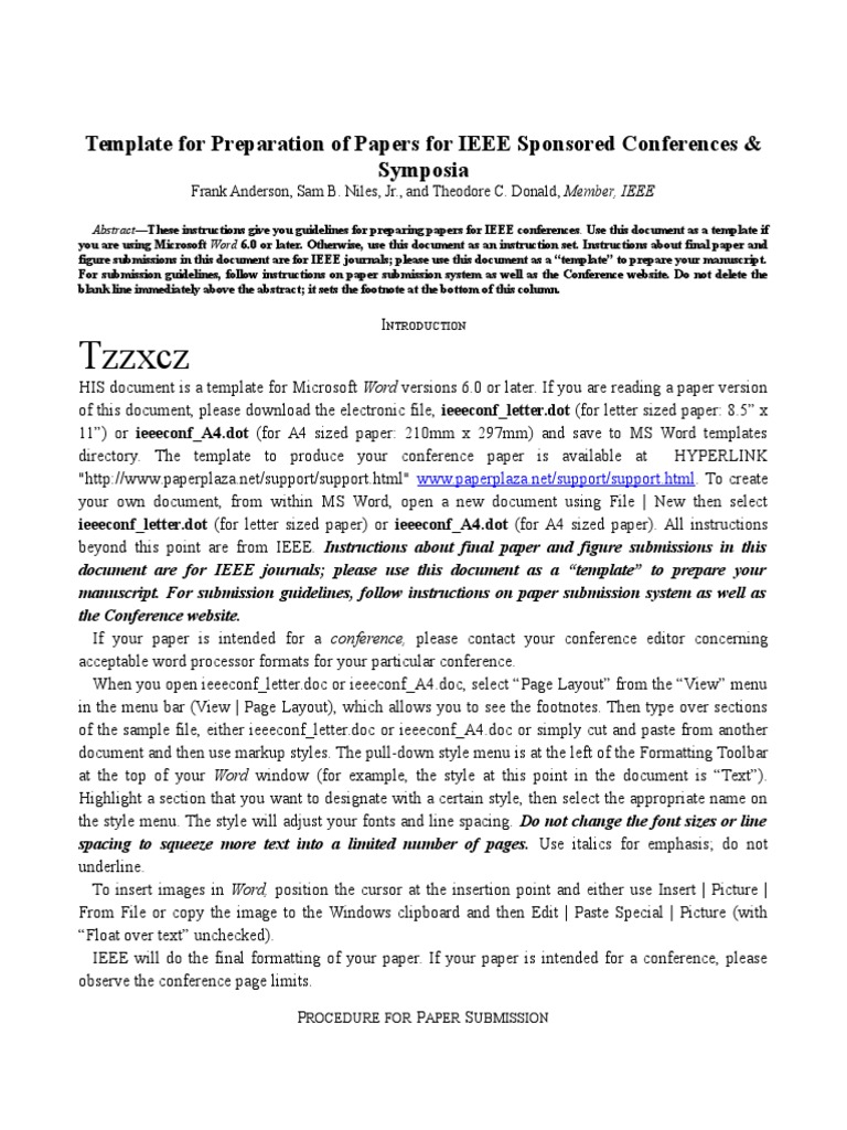 TZZXCZ: Template For Preparation of Papers For IEEE Sponsored ...