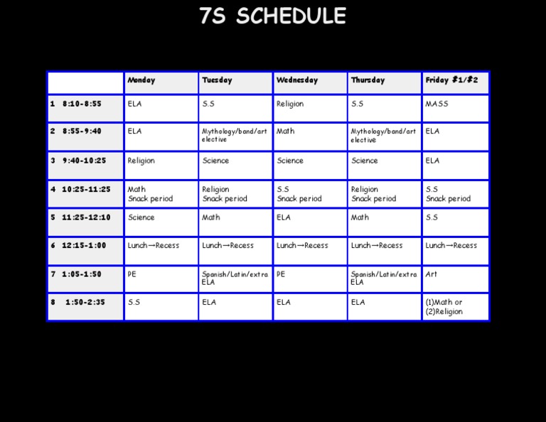 7 Sschedule | PDF | Language Arts & Discipline | Foreign Language Studies
