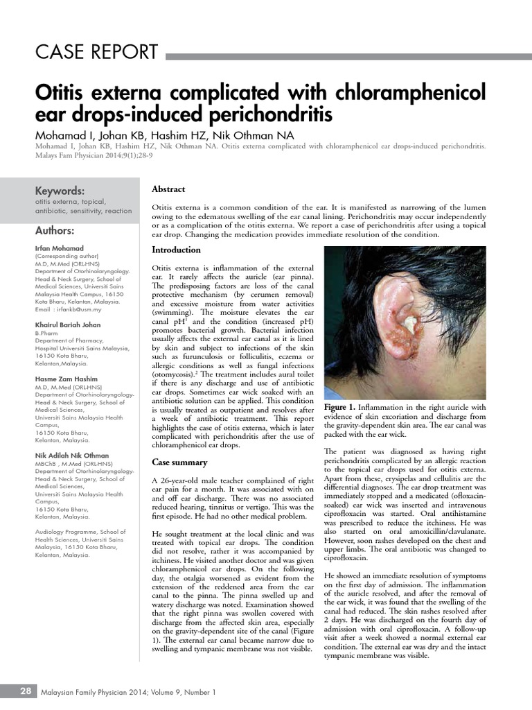 Otitis Externa Complicated With Chloramphenicol Ear Drops-Induced ...