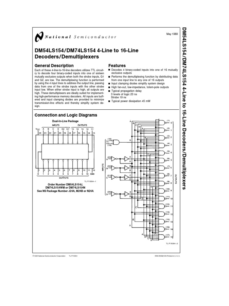 DECODER 4-16 74154.pdf | Electrical Components | Electrical Engineering