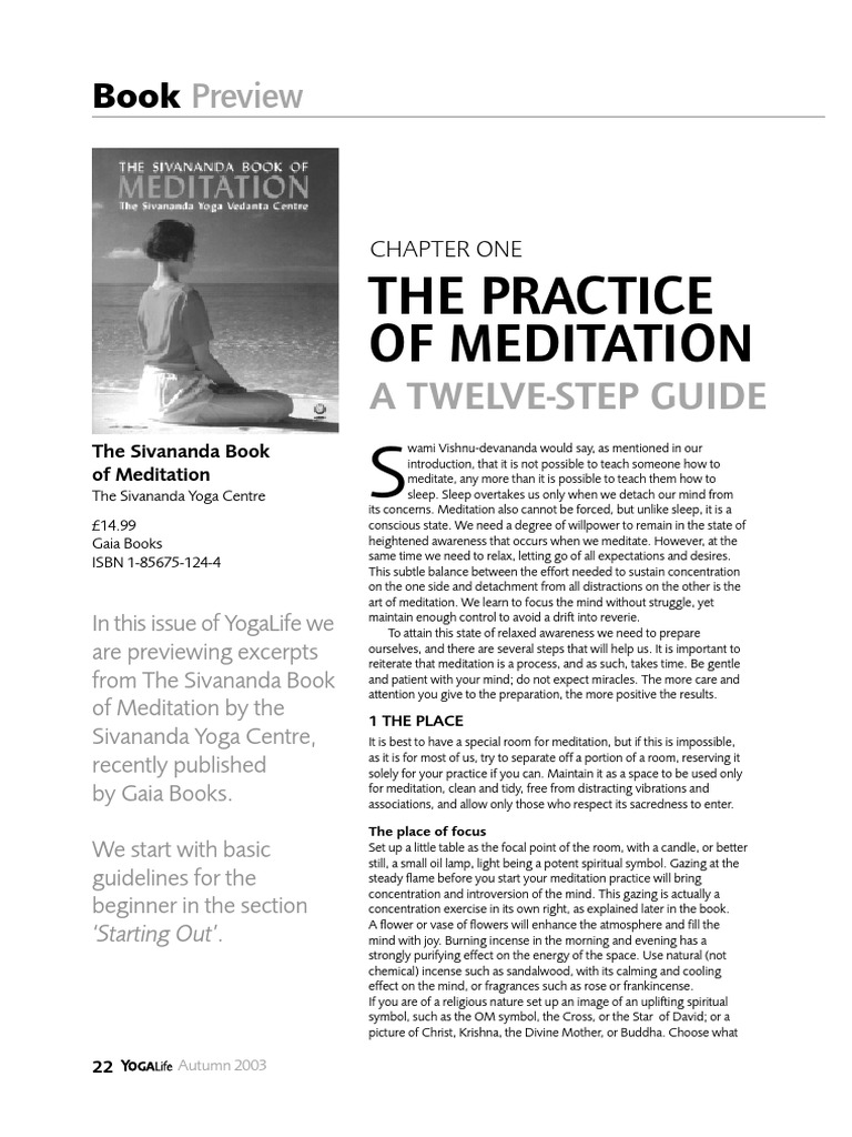 Practice of Meditation-A 12 Step Guide Leaflet PDF | PDF | Yoga ...