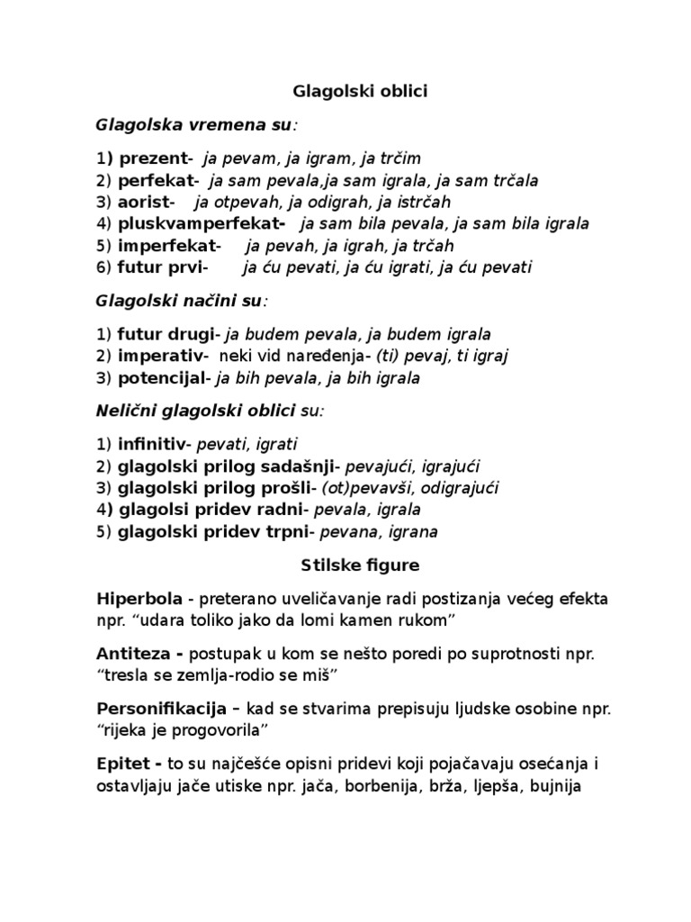 Glagolski Oblici | PDF