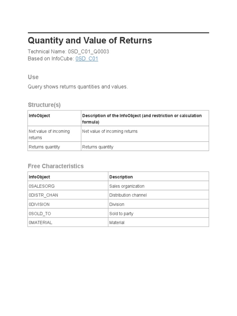 Quantity and Value of Returns | PDF | Computers