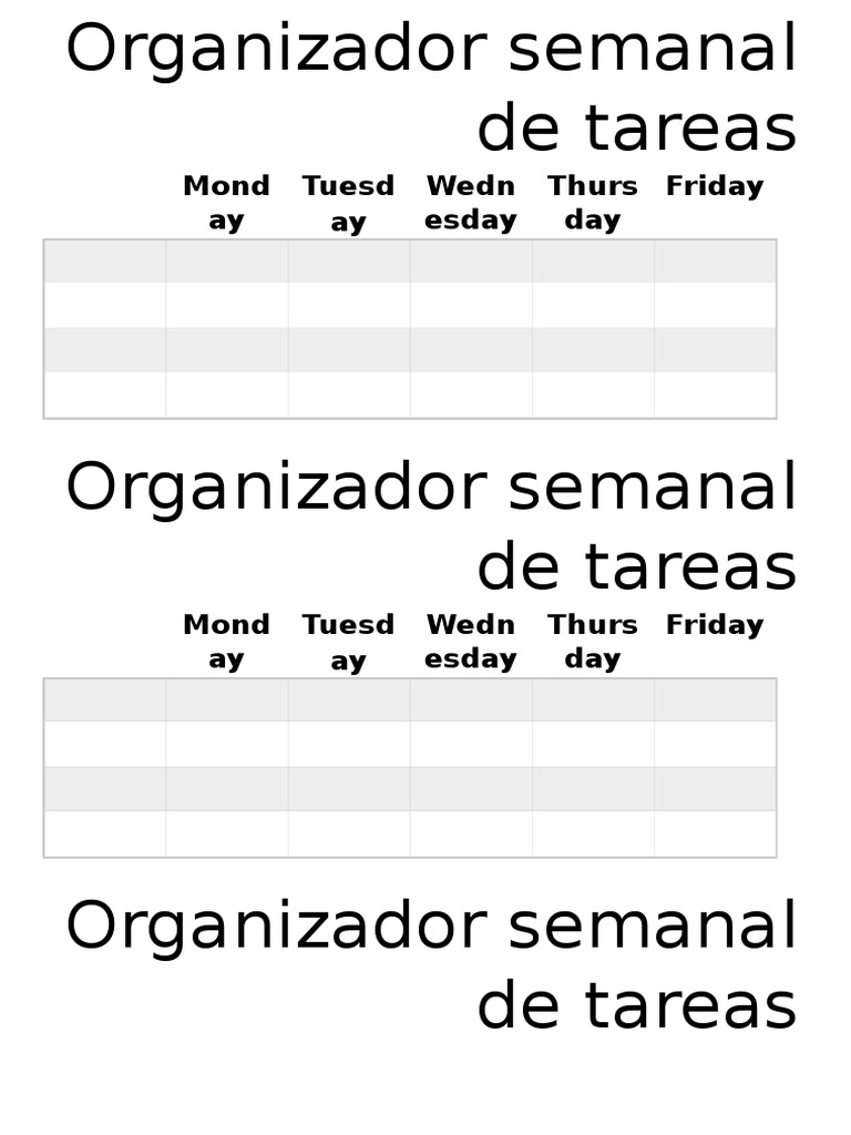 Organizador Semanal de Tareas | PDF