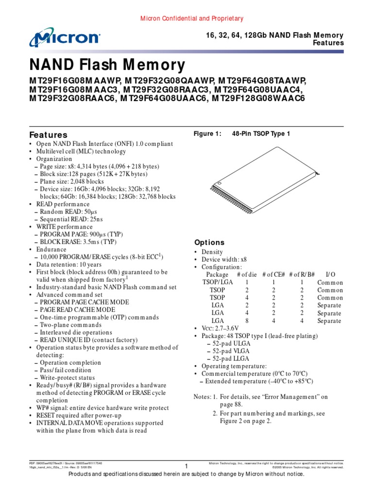 Micron NAND Flash MLC 16-32-64 - 128Gb | PDF | Flash Memory ...
