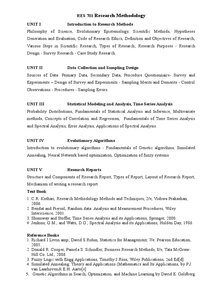 RES 701 Research Methodology SYLLABUS | PDF