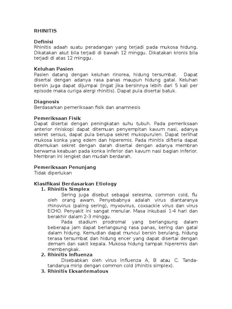 Panduan Lengkap Rhinitis: Gejala & Penanganan | PDF | Sains & Matematika