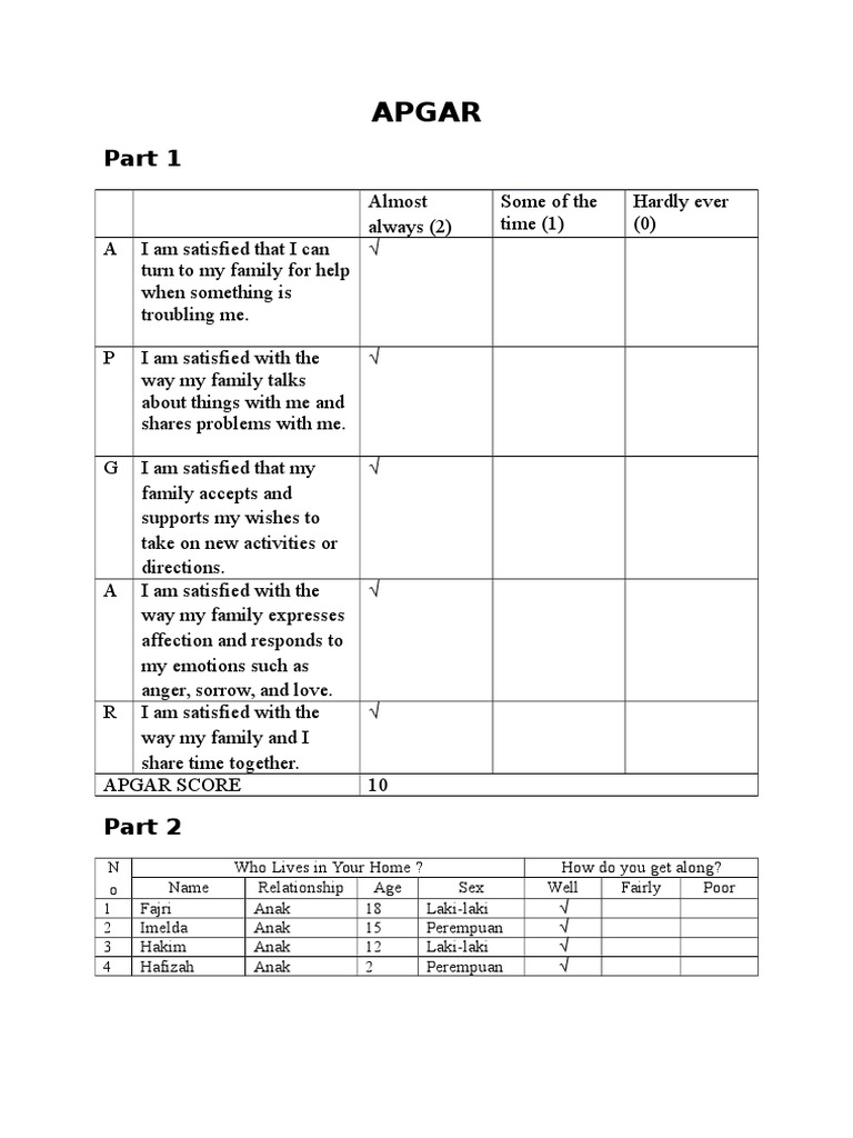 APGAR, SCREEM, Family Lifeline.docx | Interpersonal Relationships ...
