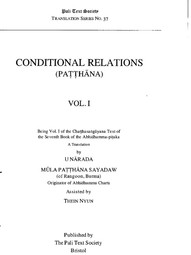 Patthana Conditional Relations Part I, Tr. Ven. U Narada | PDF ...