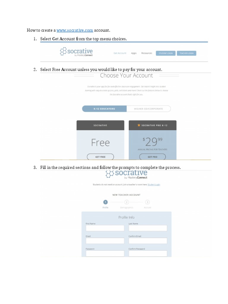 How To Create A Account. 1. Select Get Account From The Top Menu ...