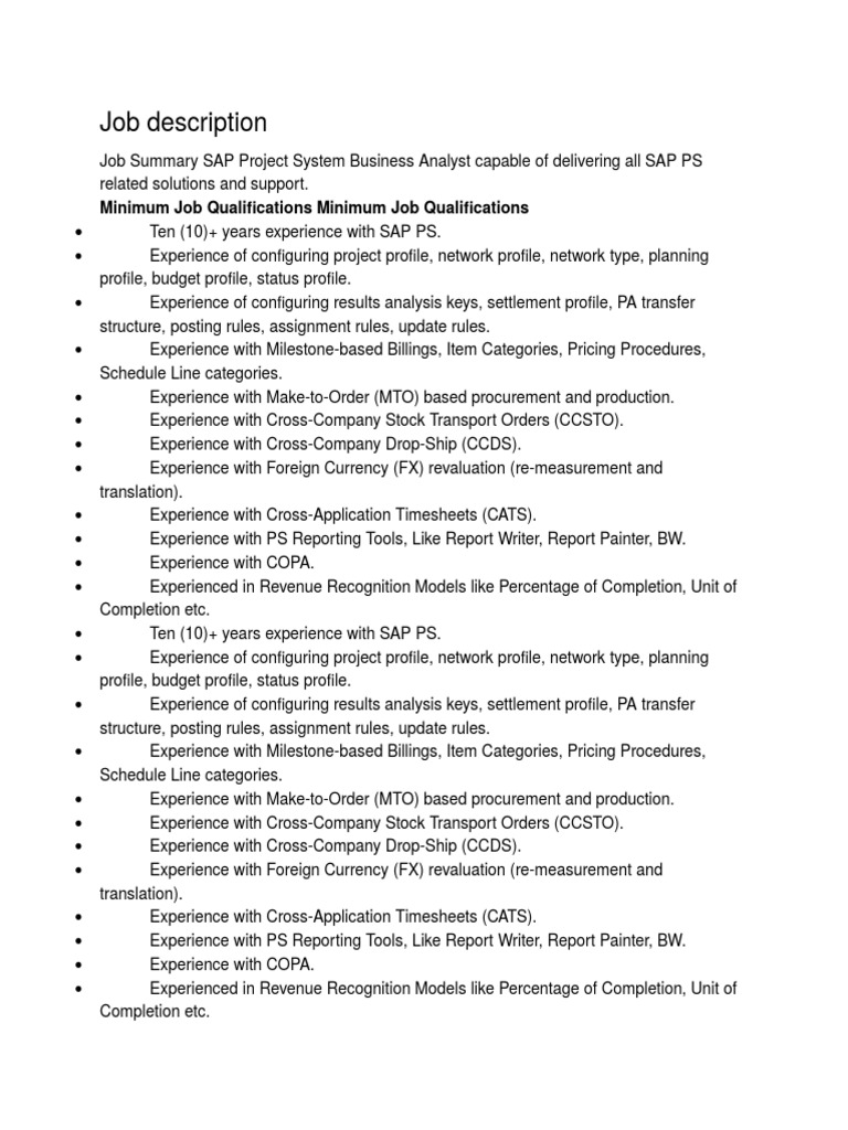 Job Description: Minimum Job Qualifications Minimum Job Qualifications ...