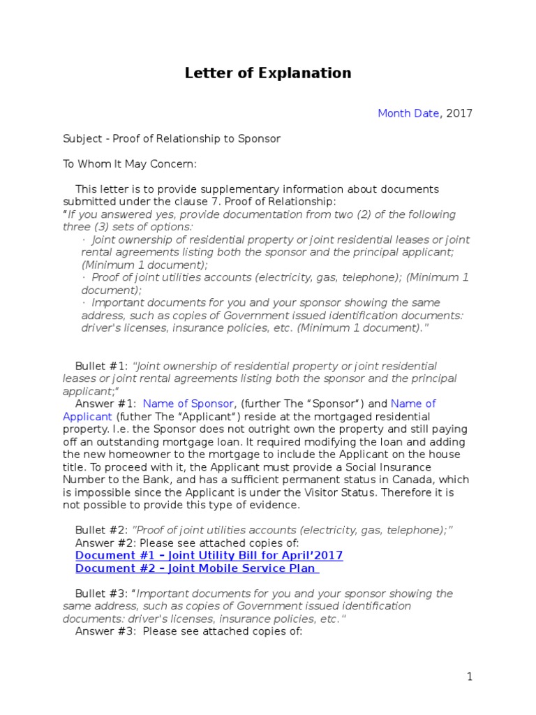 Letter of Explanation - v.2 | PDF | Lease | Mortgage Loan