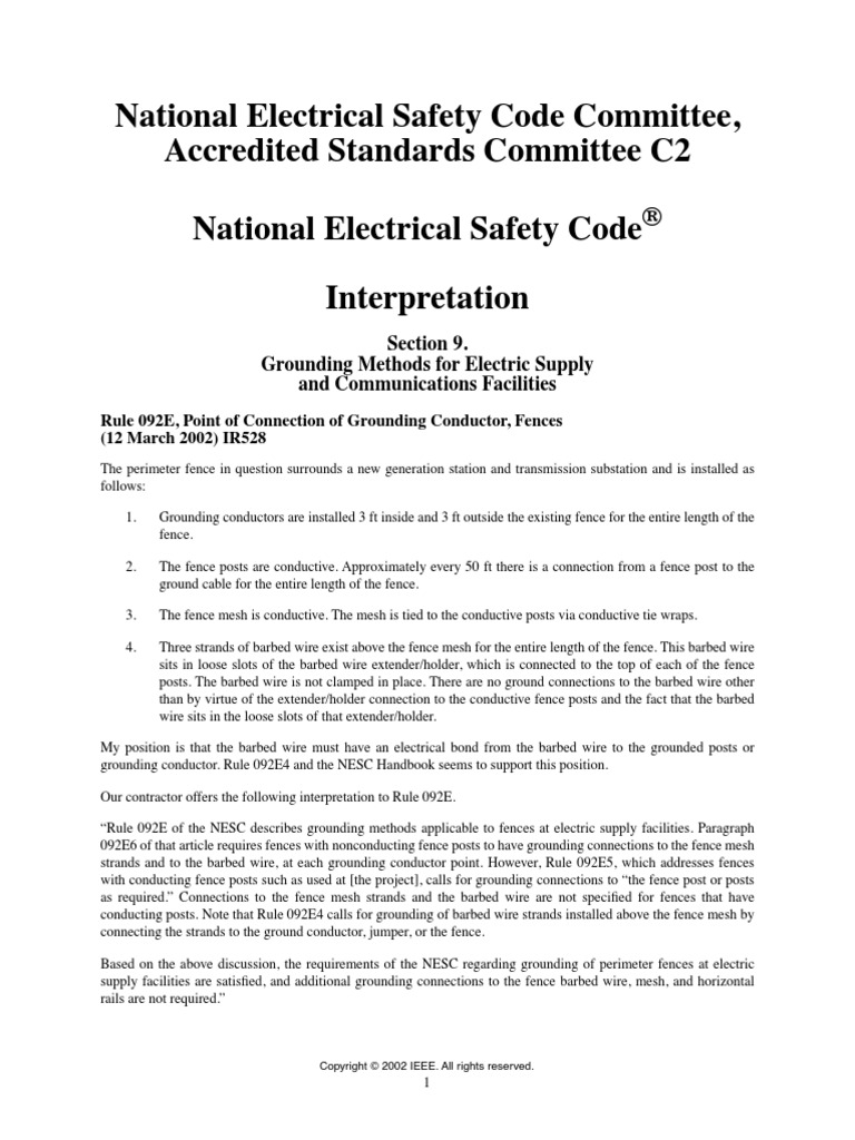 Nesc Guidelines For Grounding Pdf Electrical Conductor Wire