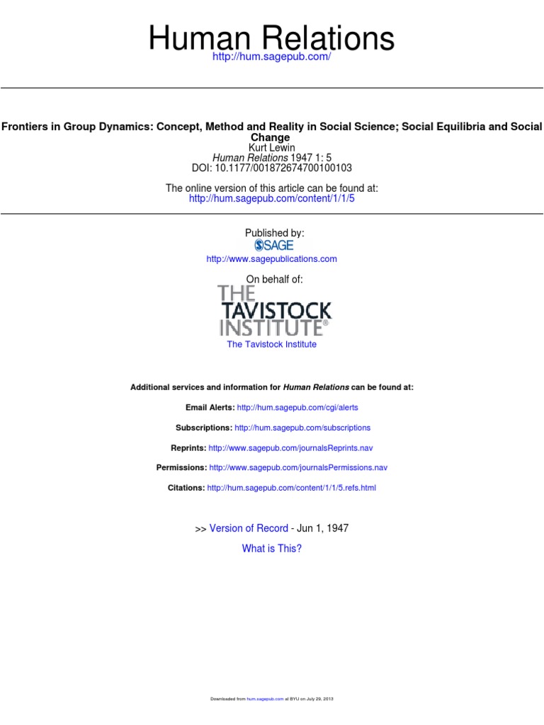 Frontiers in Group Dynamics - Concept, Method and Reality in Social Science Social Equilibria ...