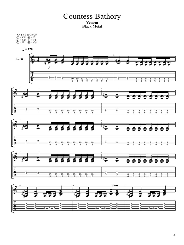 Venom - Countess Bathory (Guitar Pro) | PDF | British Music | Rock Music