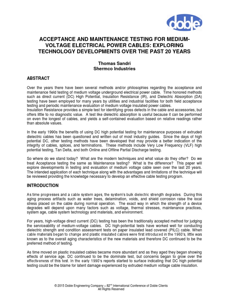 Doble - Acceptance and Maintenance Testing For Medium-Voltage ...