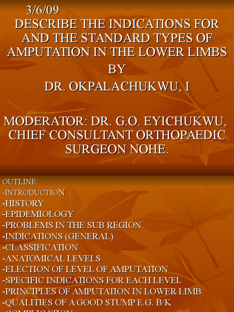 Types and Indications for Lower Limb Amputation | PDF | Amputation ...
