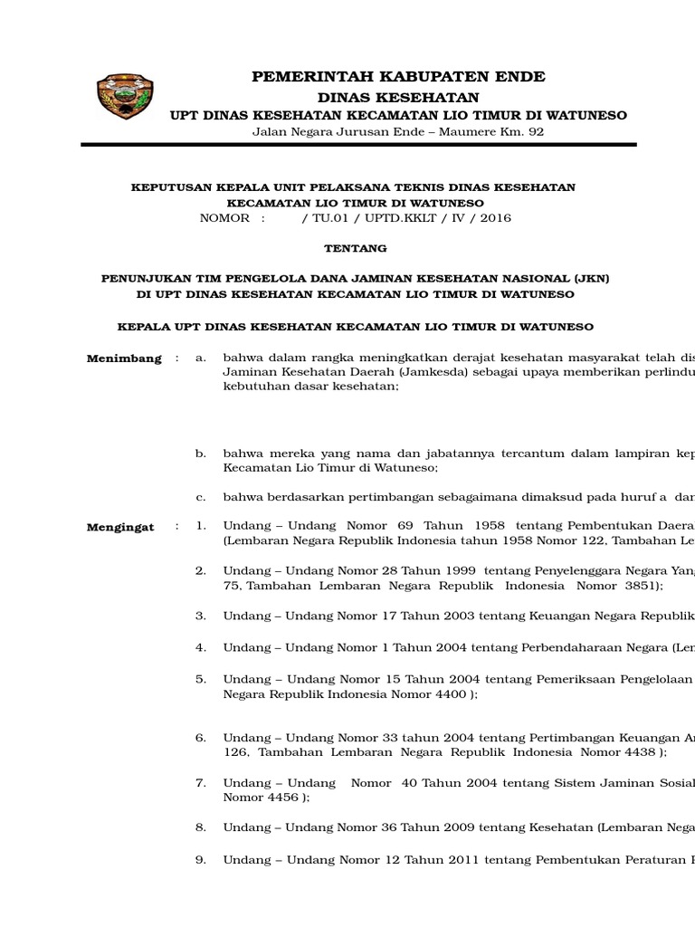 Sk. Tim Pengelola JKN | PDF