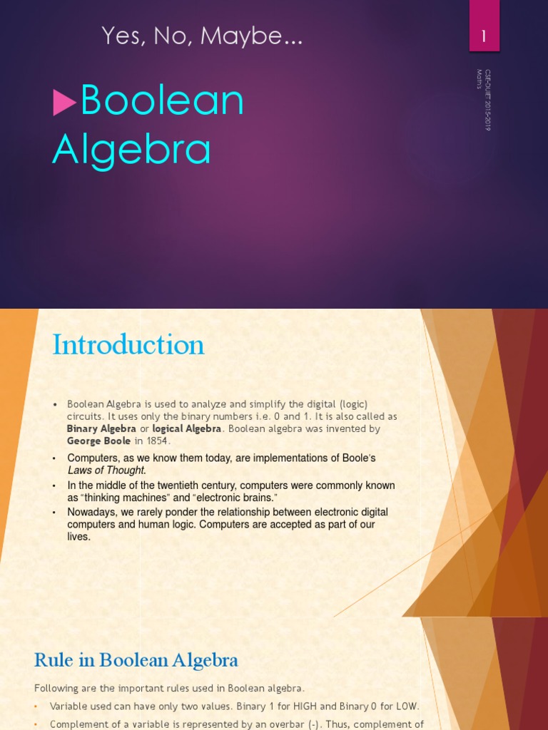Boolean Algebra1 | PDF | Boolean Algebra | Teaching Mathematics