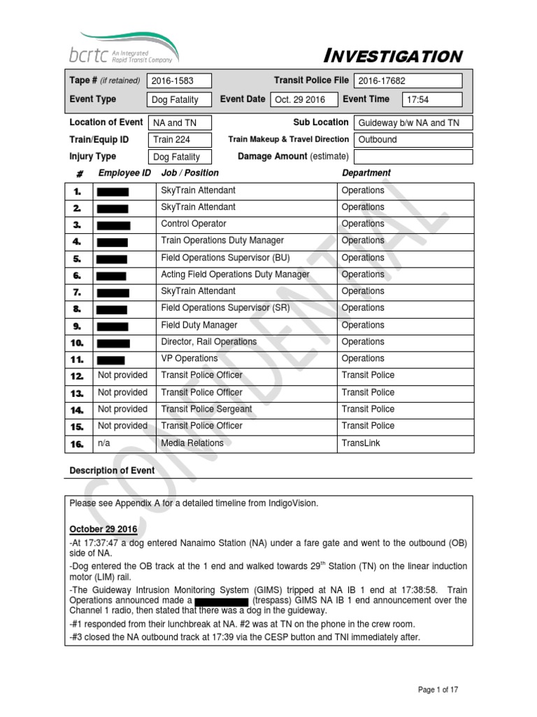 BCRTC Investigation Report (2016-10-29) | PDF | Public Transport ...