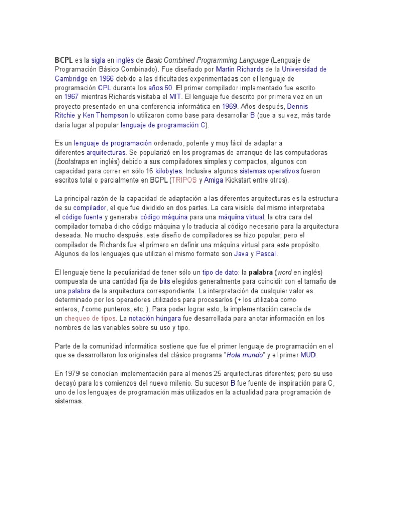 BCPL | PDF | Áreas de informática | Programación de computadoras