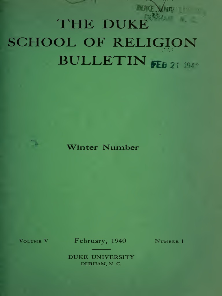 Duke School of Religion Feb 1940 | PDF | Theology | God