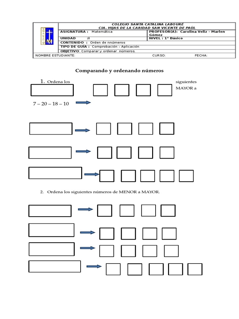 Ordenar Numeros GUIA | PDF