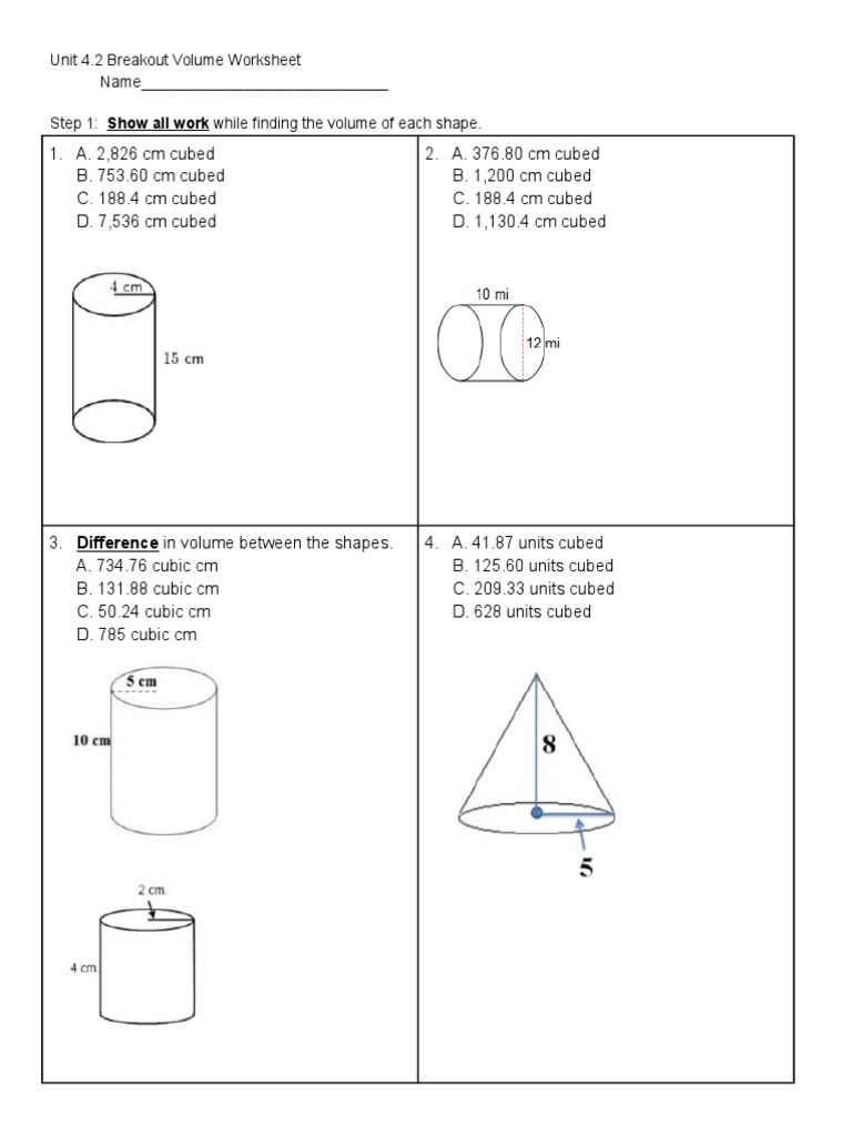 Breakout Volume Calculation Worksheet | PDF