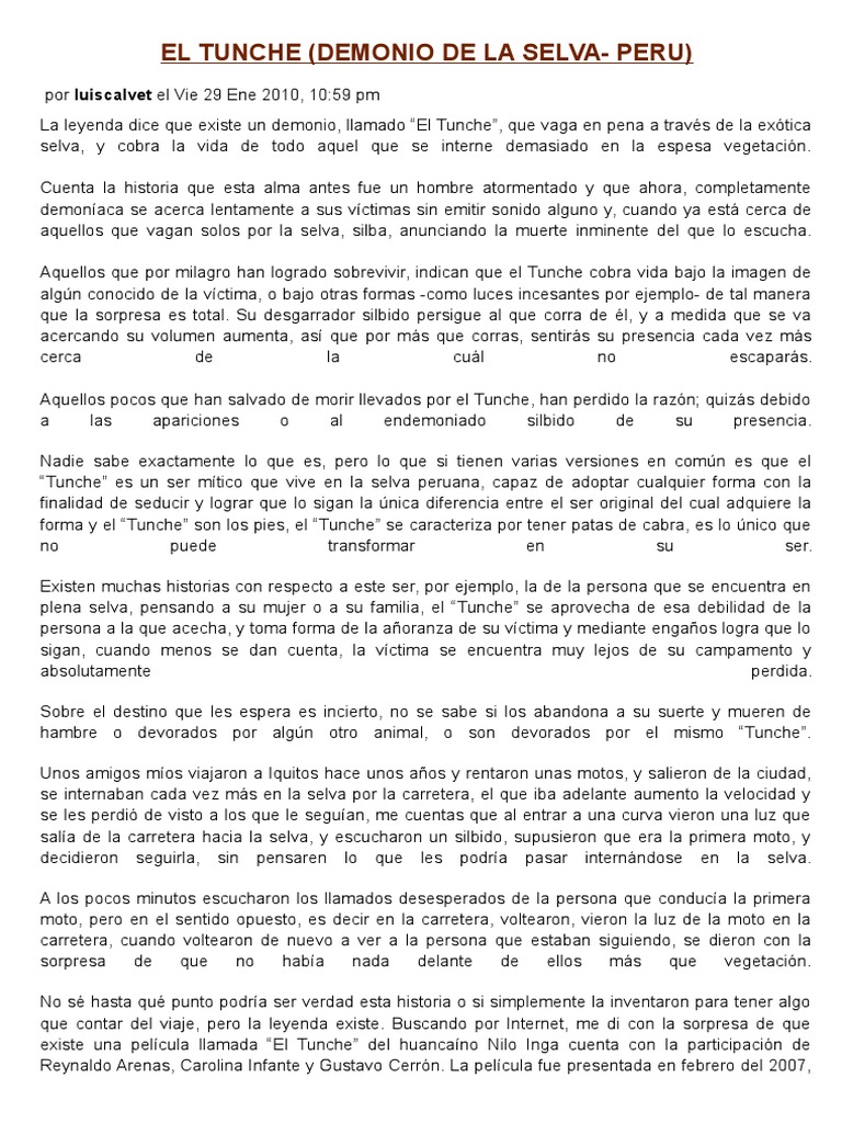 El Tunche | PDF | Demonios | Selva