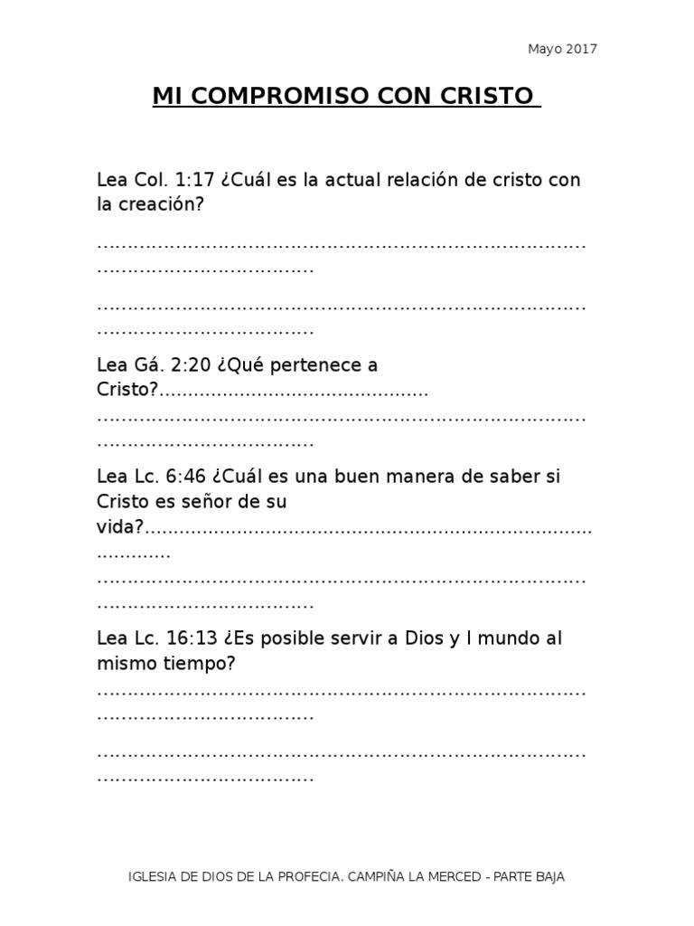 Mi Compromiso Con Cristo | PDF | Religiones religiosas | Creencia y ...