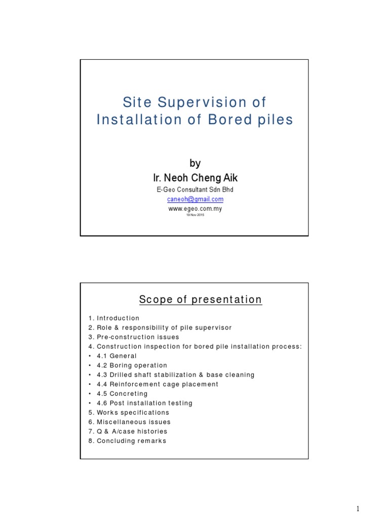 IEM Bored Pile Supervision - 19112015 | PDF | Deep Foundation ...