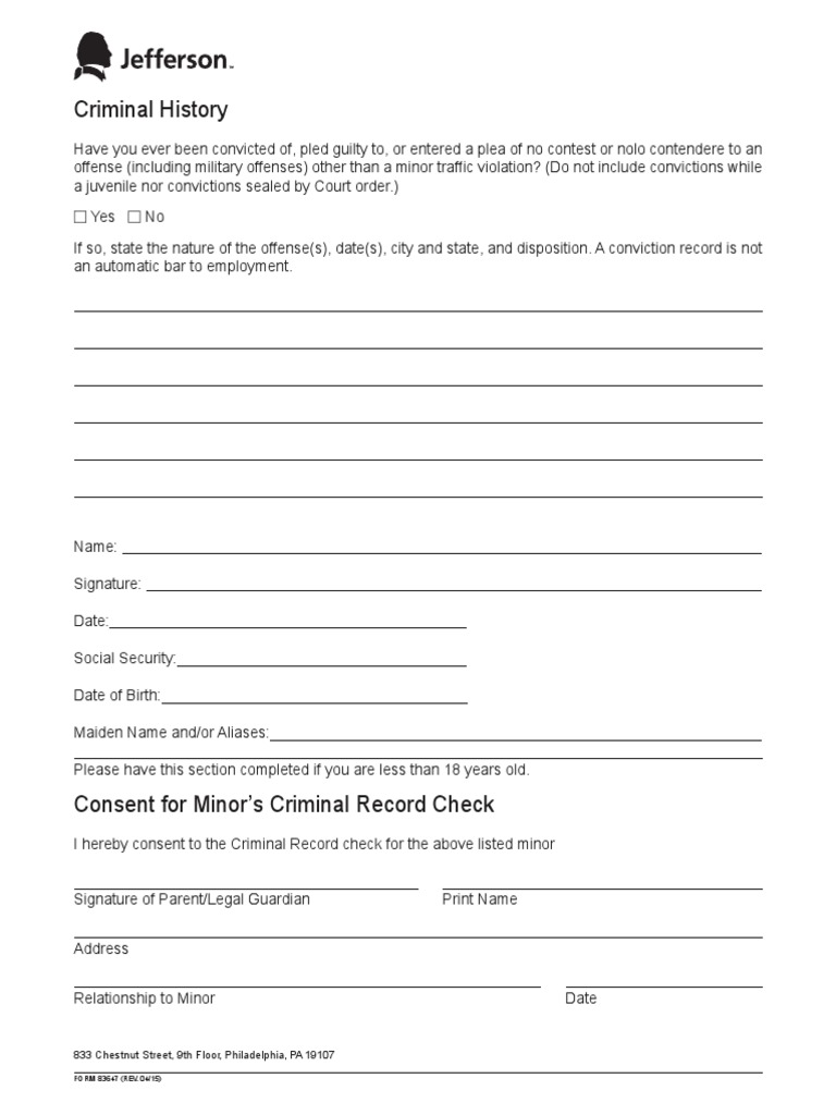 Criminal History Disclosure Form | PDF | Politics | Social Science
