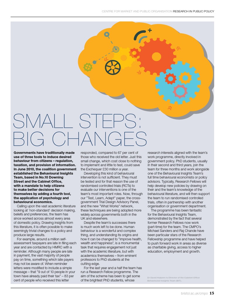 Small Steps: Big Changes: Centre For Market and Public Organisation ...