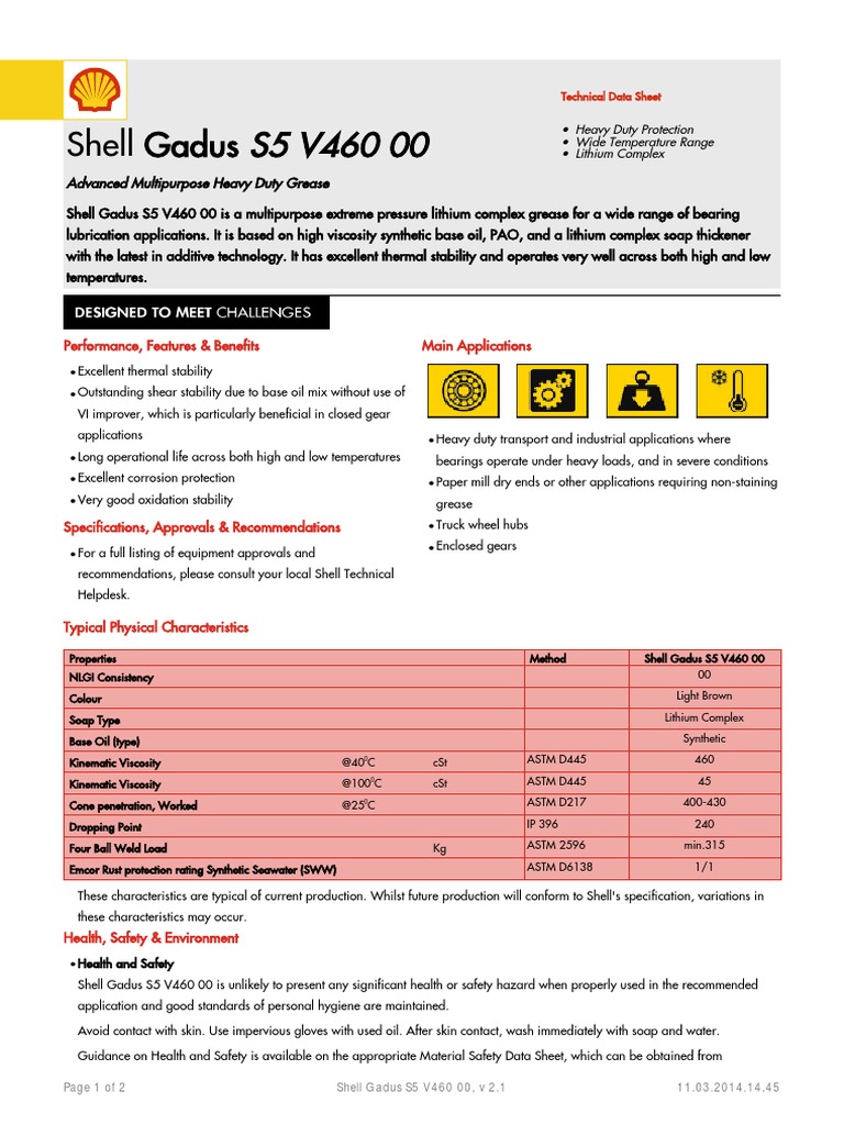 Shell Gadus s5 v460 00 | PDF | Chemistry | Industries