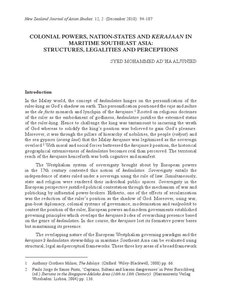 Colonial Powers, Nation-States and Kerajaan in Maritime Southeast Asia ...