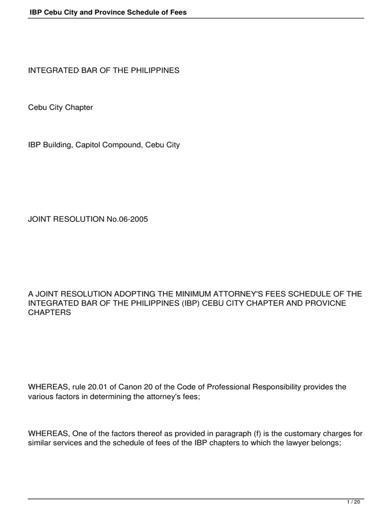 Ibp Cebu City and Province Schedule of Fees PDF | PDF | Lawyer ...