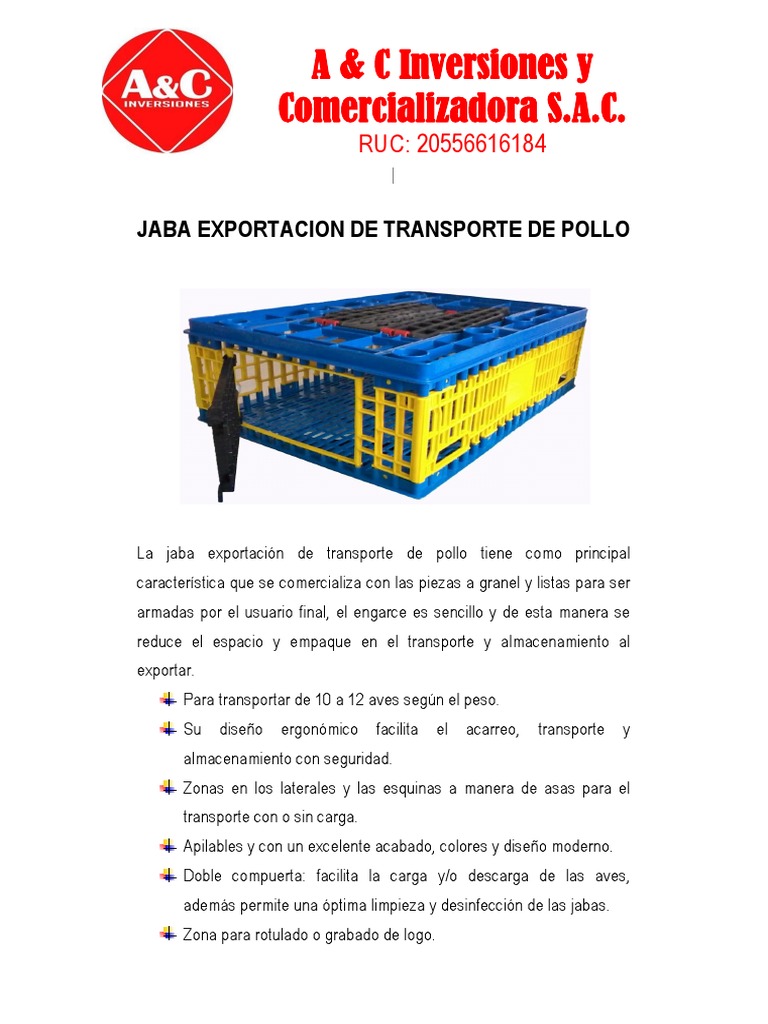 Caja de Transporte de Pollo Vivo | PDF