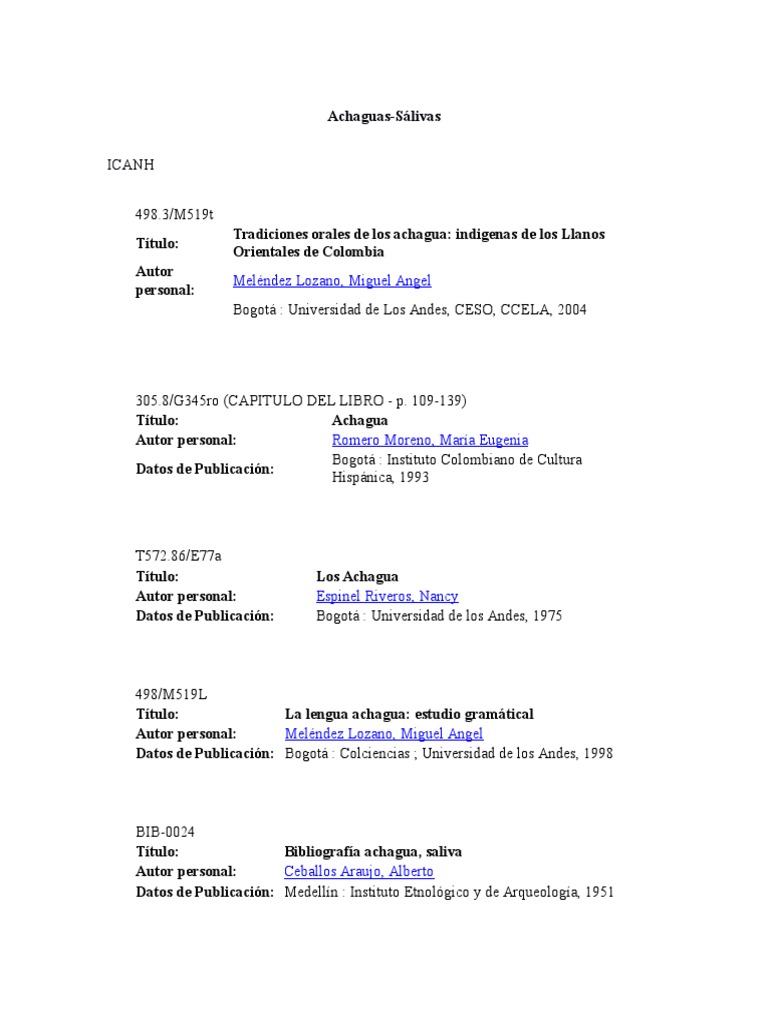 Tradiciones orales de los Achagua | PDF | Colombia | Bogotá