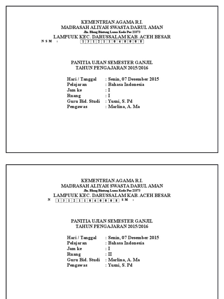 Kop Amplop Soal | PDF