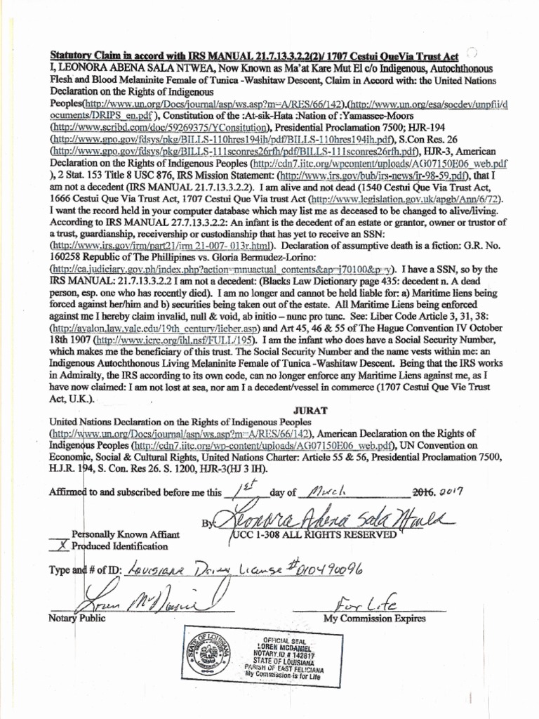 Statutory Claim | PDF | Internal Revenue Service | Taxes