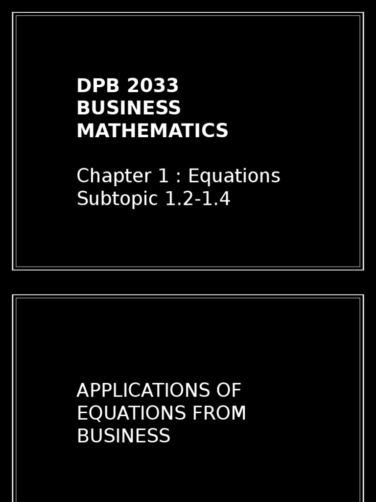 Business Math: Equations & Applications | PDF | Revenue | Prices