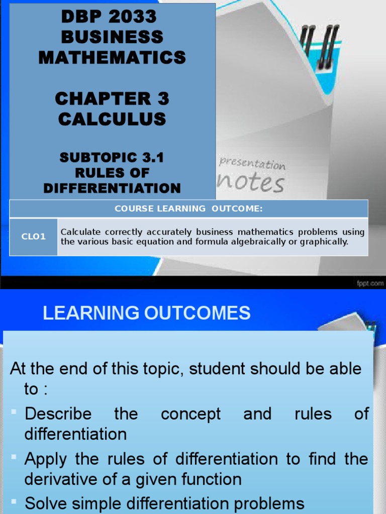 Business Mathematics Rules of Differentiation | PDF | Teaching ...