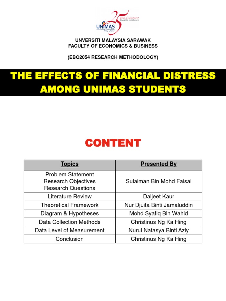 Financial Distress Factors for UNIMAS Students | PDF | Level Of ...