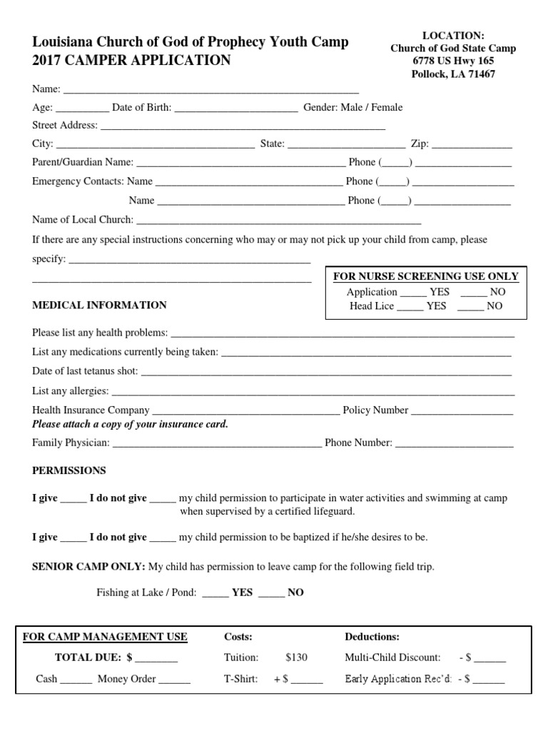 2017 CAMPER Application PDF | PDF | Camping | Wellness