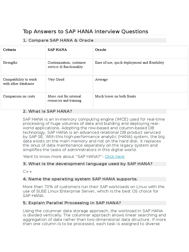 SAP HANA Interview Qs | PDF | Database Transaction | Replication (Computing)