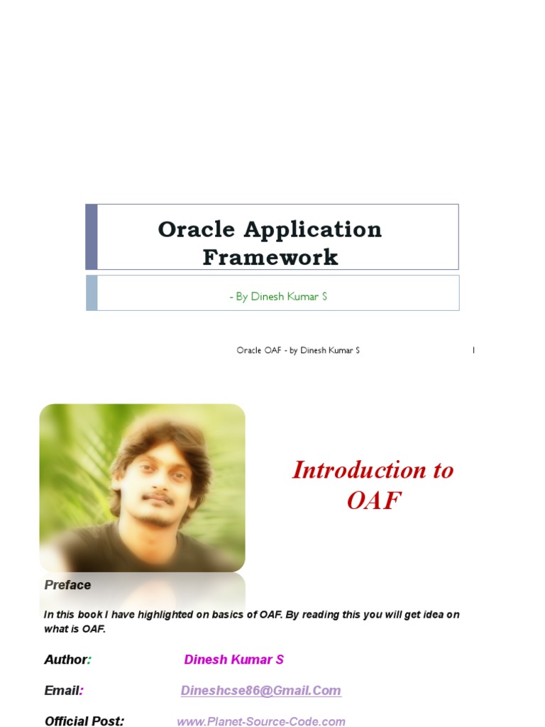 Oracle OAF Introduction - by Dinesh Kumar S | PDF | Model–View–Controller | Java Servlet